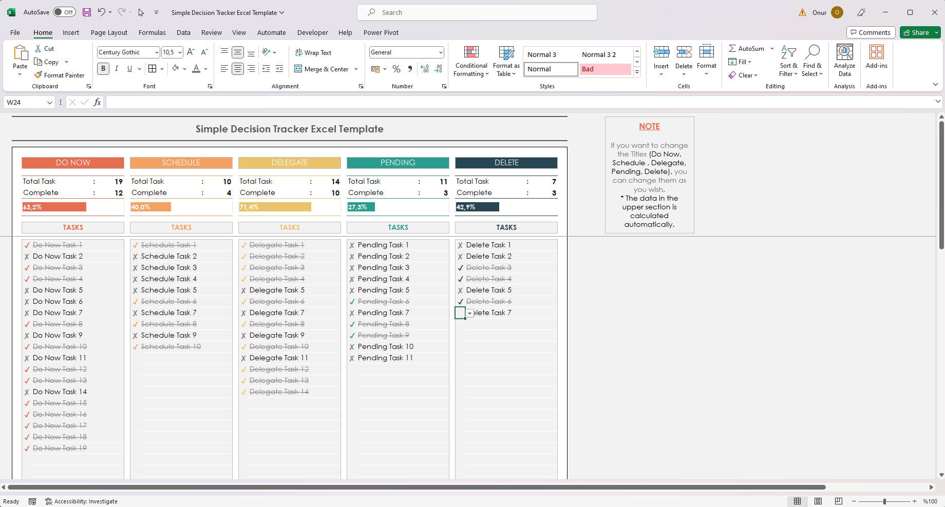 Simple Decision Tracker Excel Template, Task Priorty Tracker Excel ...