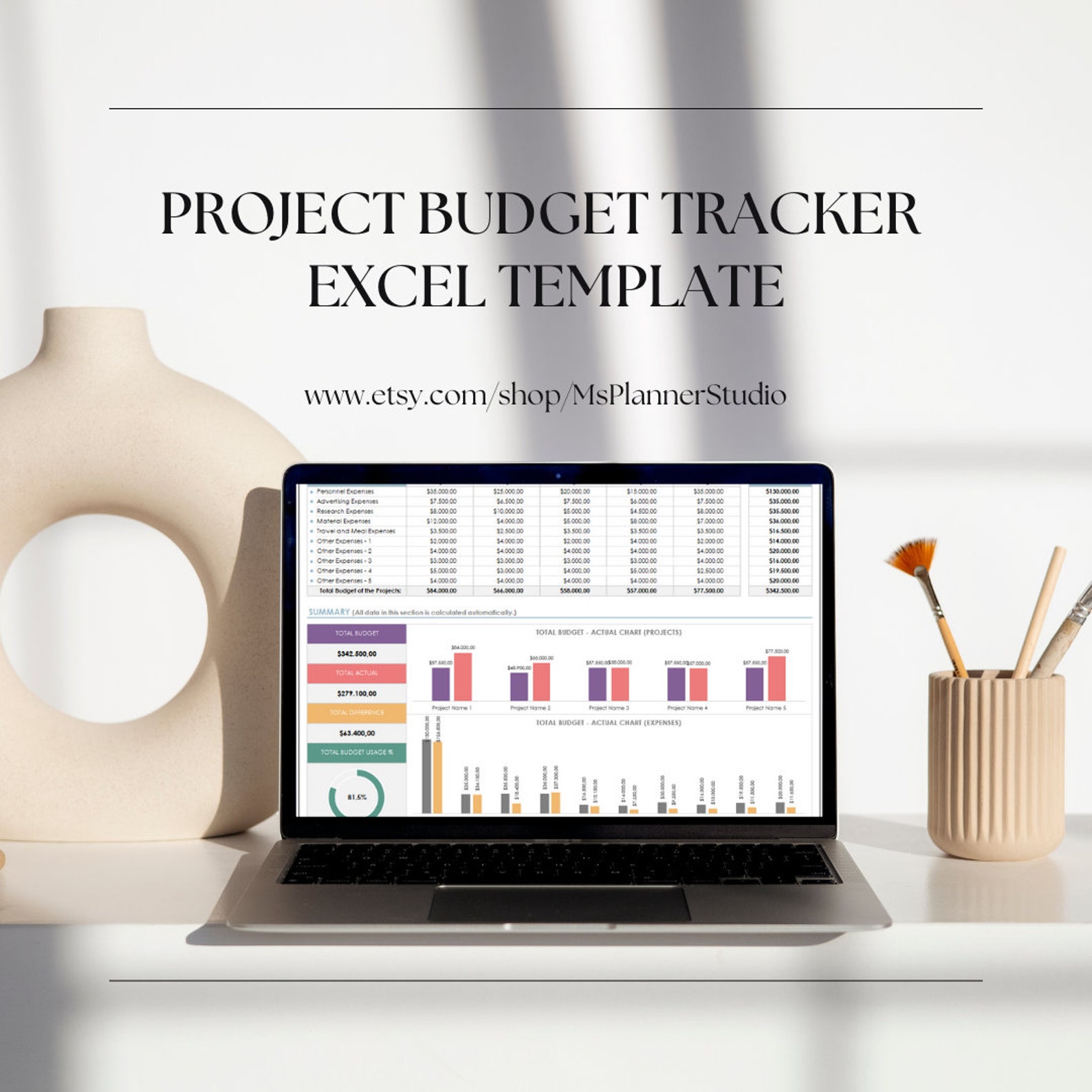 Project Budget Tracker Excel Template: Expense Management (digital Download) - Etsy