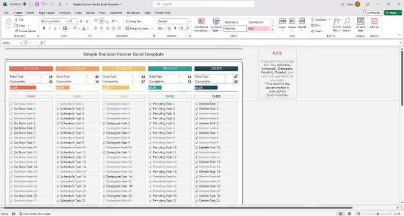 Simple Decision Tracker Excel Template, Task Priorty Tracker Excel ...