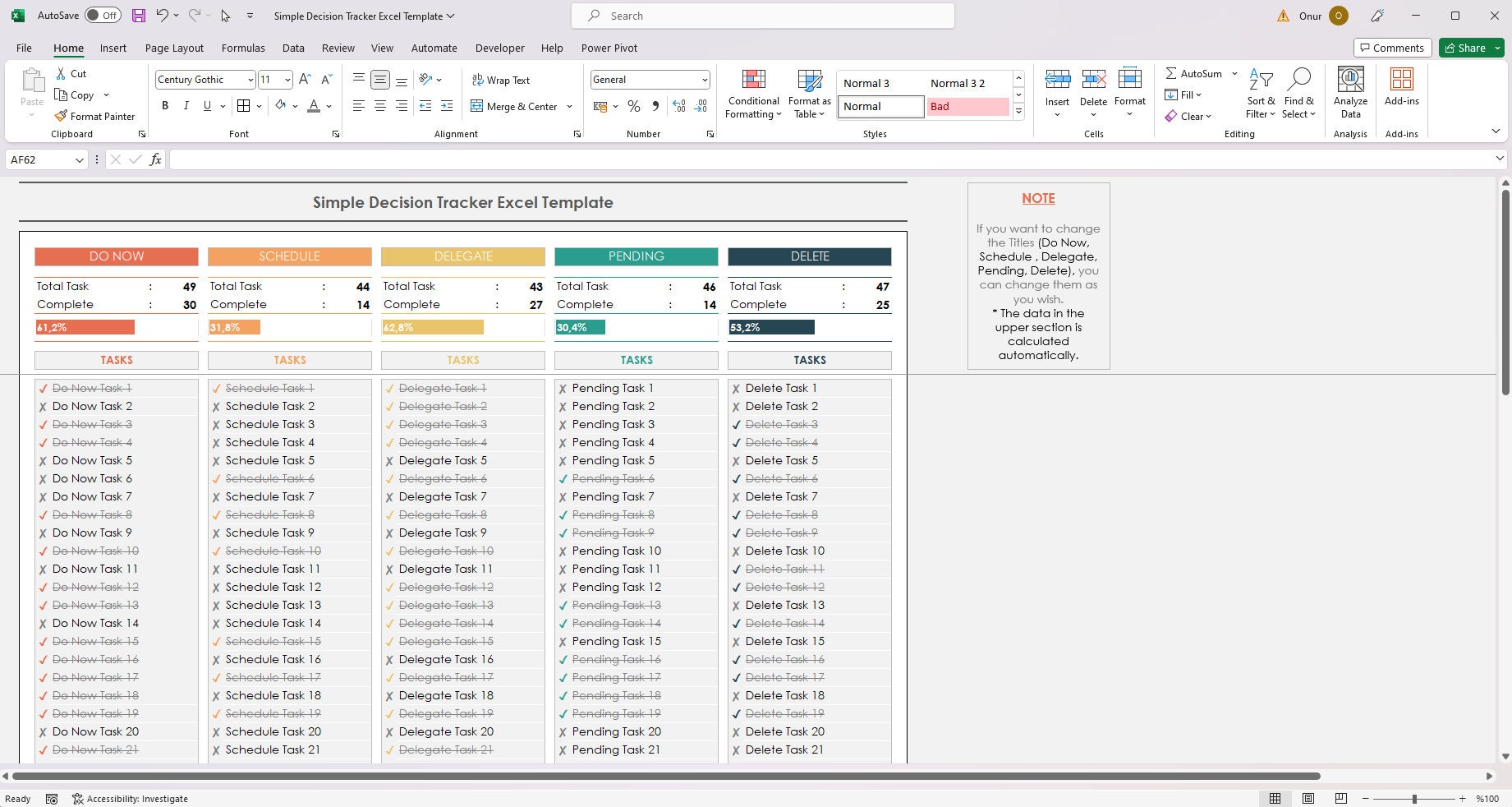 Simple Decision Tracker Excel Template, Task Priorty Tracker Excel ...