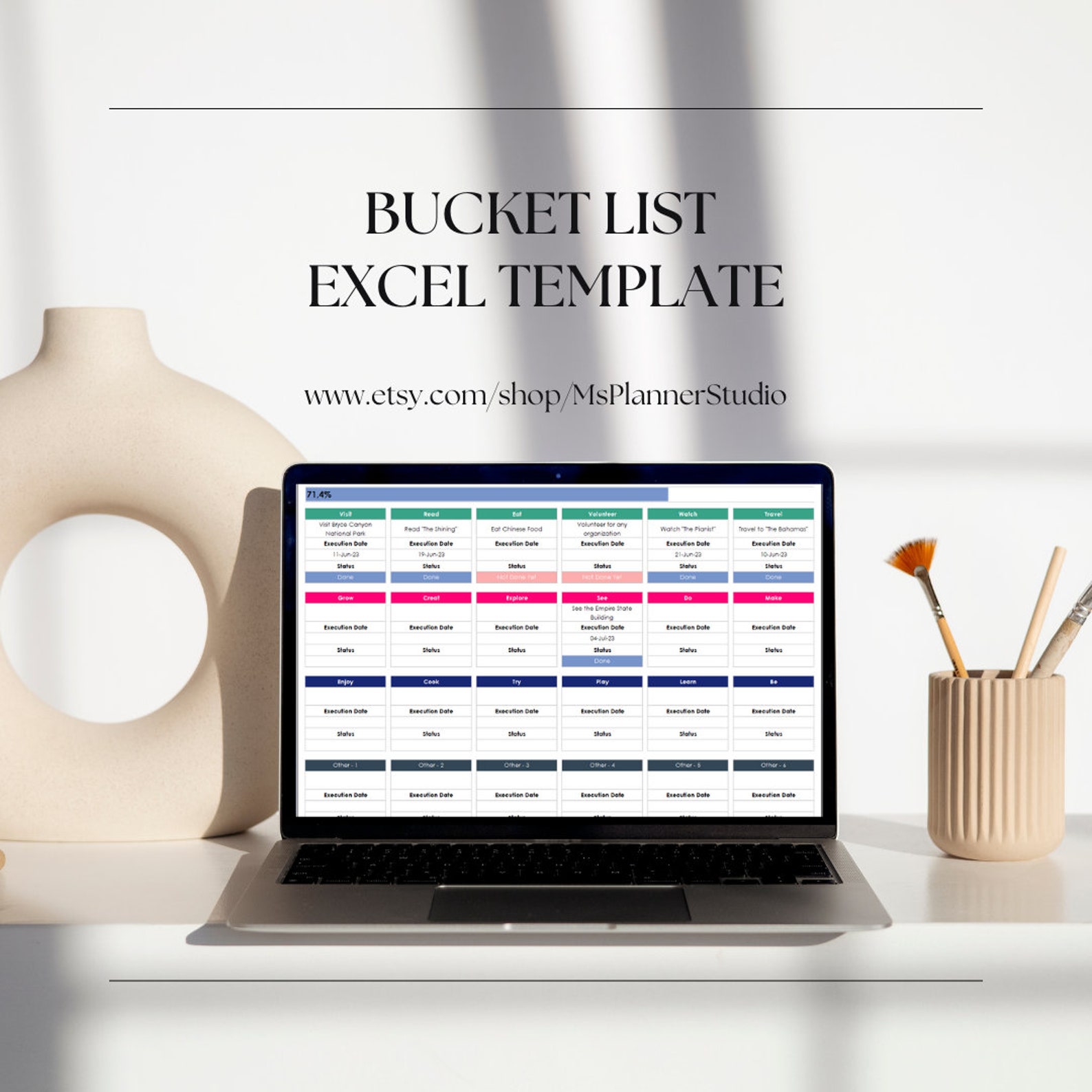 Bucket List Excel Template, Personel Bucket List Tracker, Editable Excel Spreadsheet - Etsy
