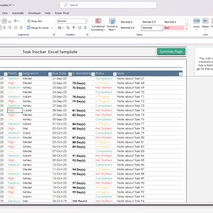 Task Tracker Excel Template, Task List Planner Excel Template, Excel ...