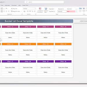 Bucket List Excel Template, Personel Bucket List Tracker, Editable ...