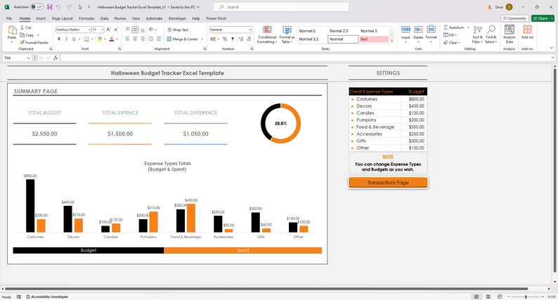 Halloween Budget Tracker Excel Template, Halloween Expense Tracker ...