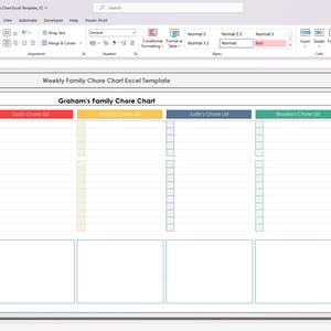 Weekly Family Chore Chart Excel Template, Weekly Family To-do List ...