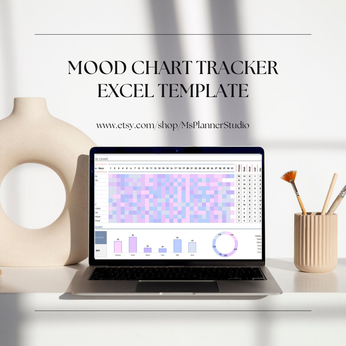 Mood Chart Tracker Excel Template, One Year Mood Chart Tracker Excel ...