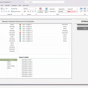 Weekly Assistant Planner Excel Template, 5 Days Office Planner Excel ...