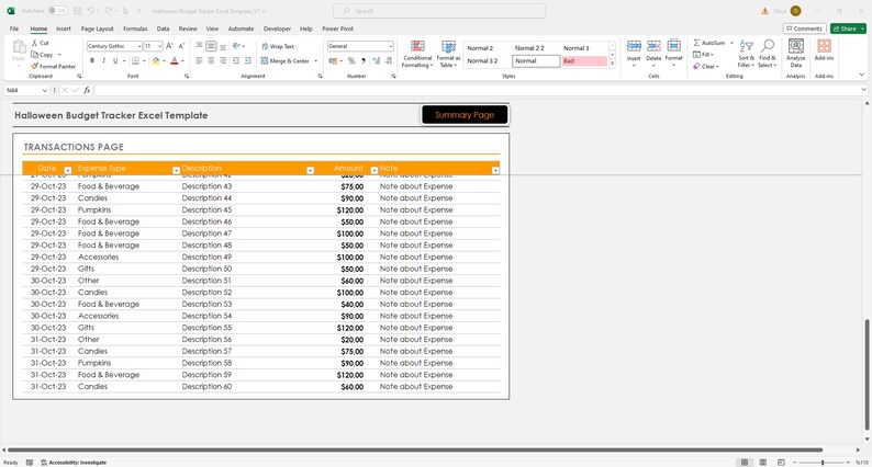 Halloween Budget Tracker: Excel Template - Etsy