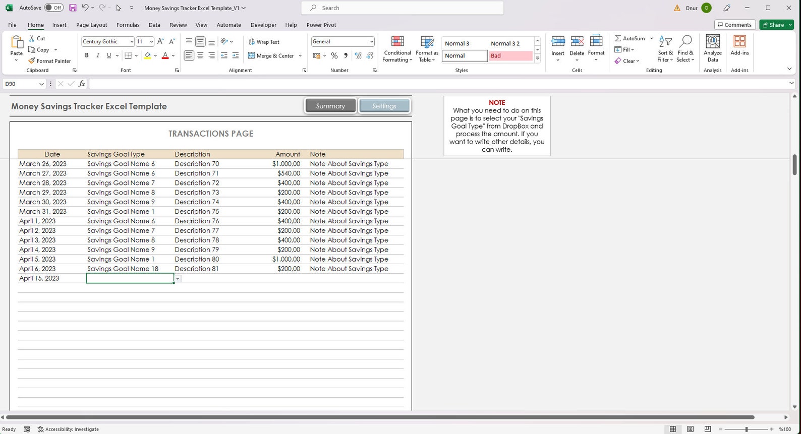 Money Savings Tracker Excel Template, Money Goal Tracker Excel Template ...