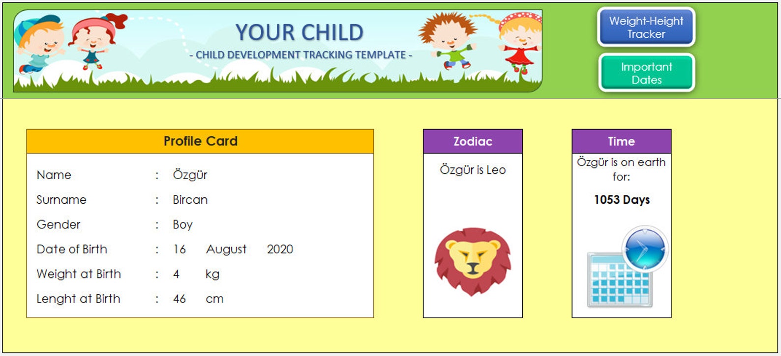 Child Development Stages Tracker Excel Template, Child Development ...