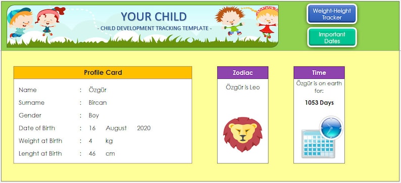 Child Development Tracker: Height & Weight Excel Template - Etsy