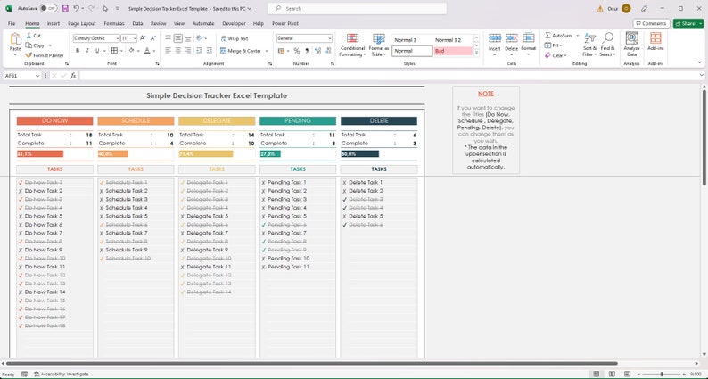 Simple Decision Tracker Excel Template, Task Priorty Tracker Excel ...