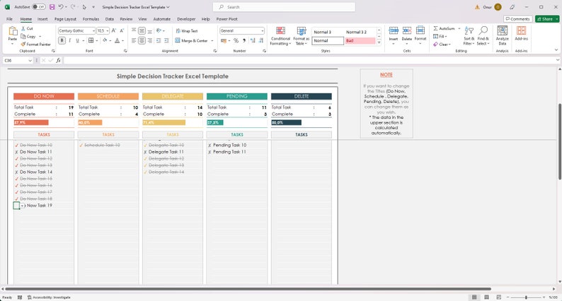 Simple Decision Tracker Excel Template, Task Priorty Tracker Excel ...