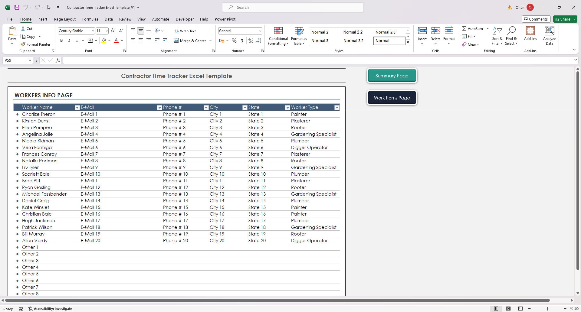 Contractor Time Tracker Excel Template: Project Management Spreadsheet ...