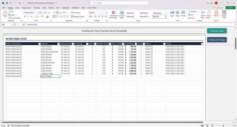 Contractor Time Tracker Excel Template: Project Management Spreadsheet ...