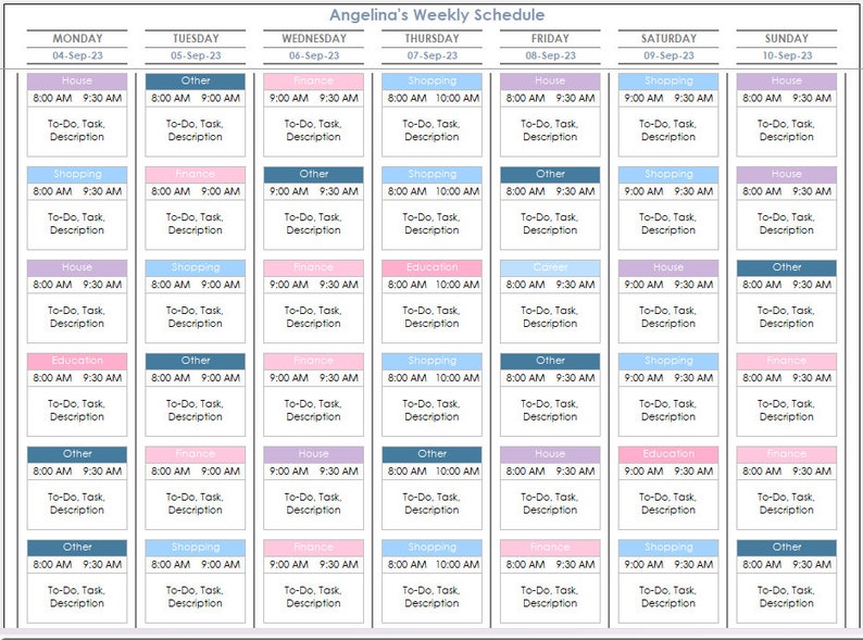 Editable Weekly Schedule Excel Template: Personnel Planner (digital ...