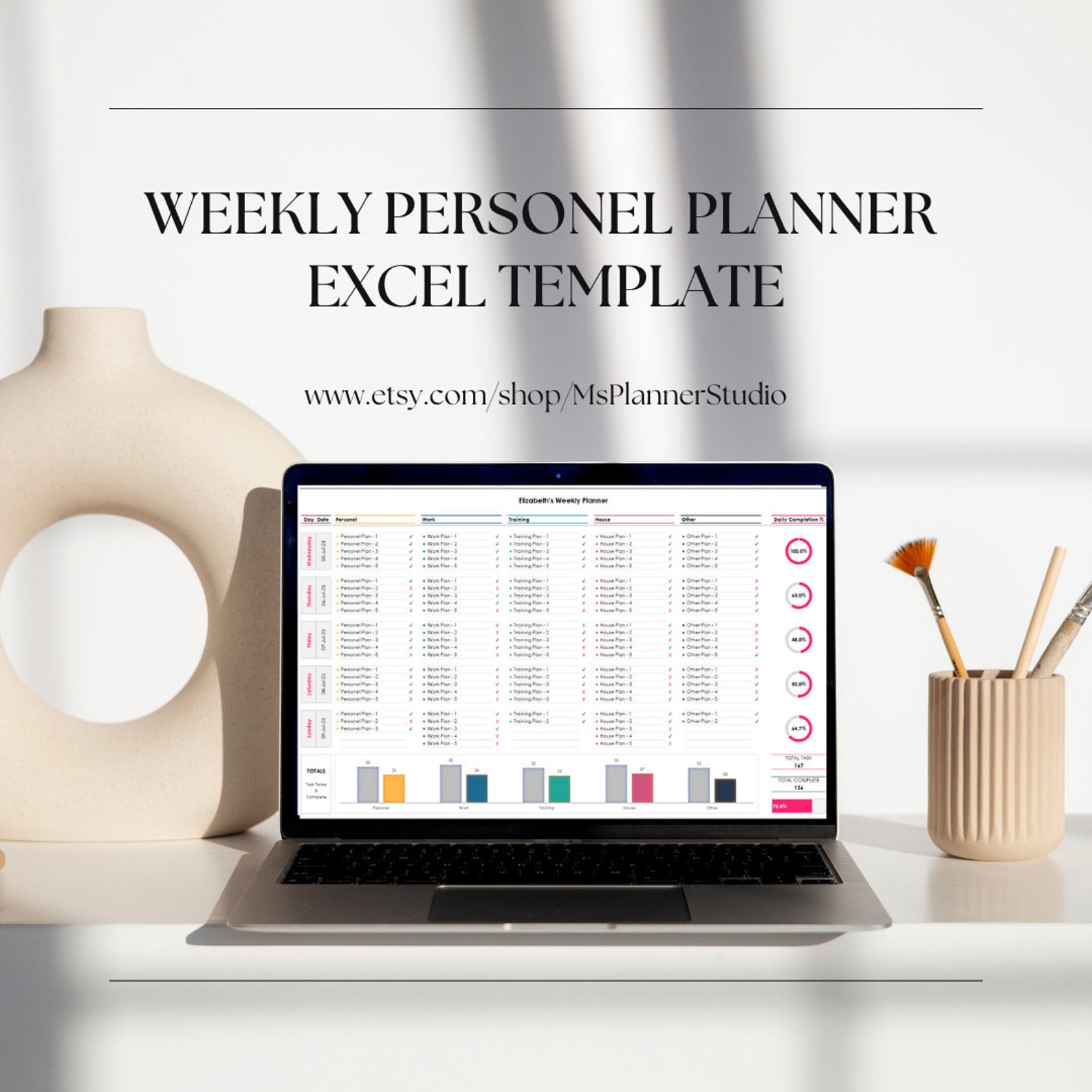 Weekly Personel Planner Excel Template, Dated Weekly Planner Excel ...