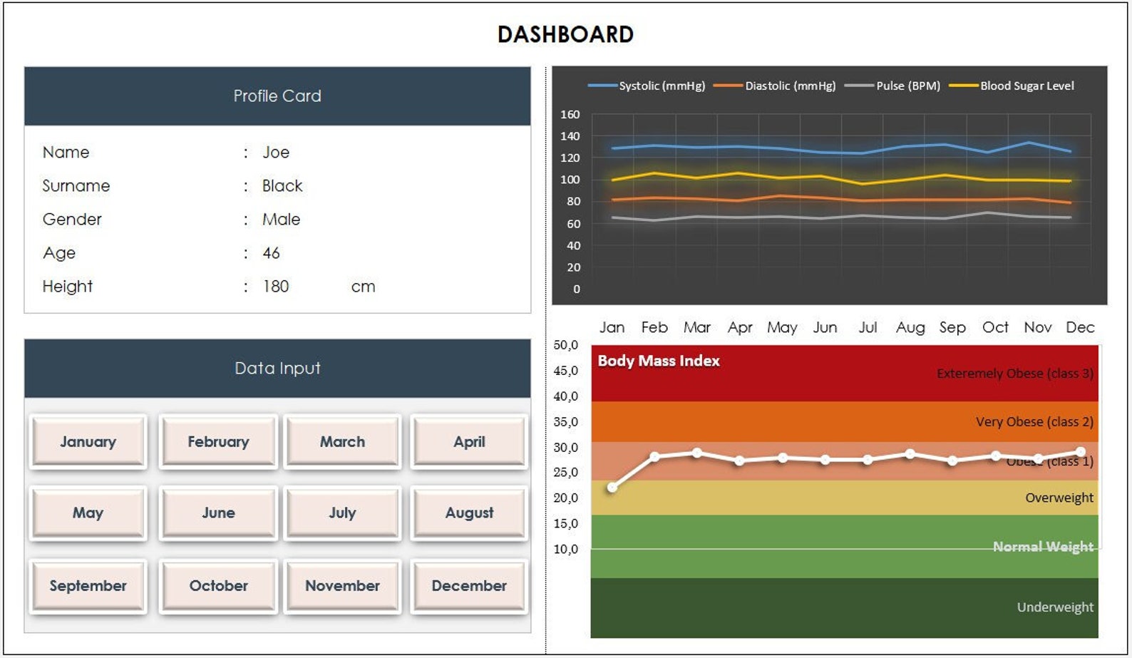 Health Tracker Excel Template, Monthly Health Tracker Excel Template ...
