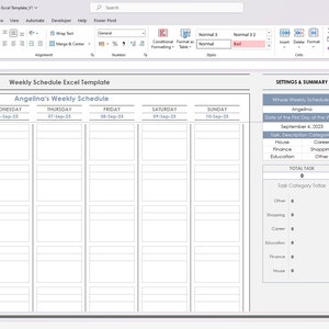 Weekly Schedule Excel Template, Weekly Personel Planner Excel Template ...