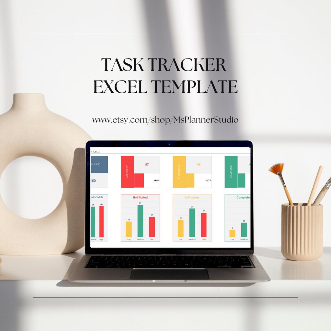 Task Tracker Excel Template, Task List Planner Excel Template, Excel ...