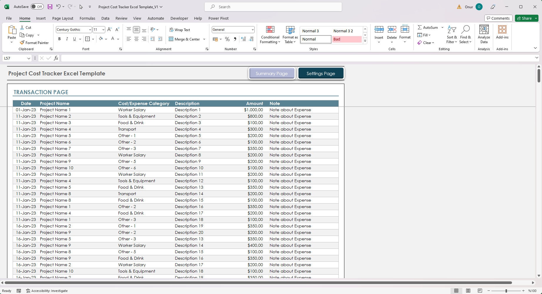 Project Cost Tracker Excel Template Project Expense Tracker Excel