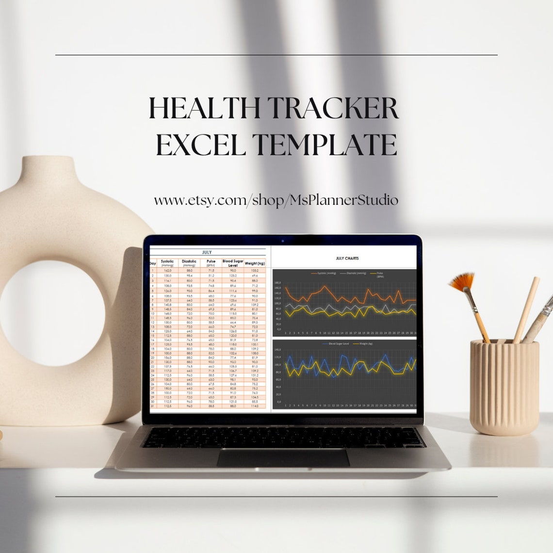 Health Tracker Excel Template, Monthly Health Tracker Excel Template ...