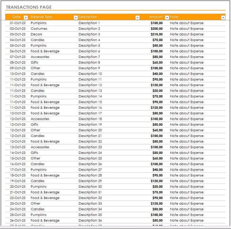 Halloween Budget Tracker: Excel Template - Etsy