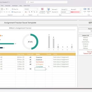 Assignment Tracker Excel Template, Assignment Task Tracker, Homework ...