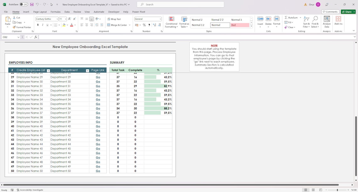 New Employee Onboarding Excel Template, Employee Task List Excel ...