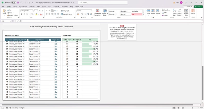 New Employee Onboarding Excel Template, Employee Task List Excel ...
