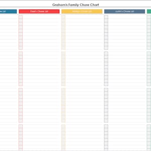 Weekly Family Chore Chart Excel Template, Weekly Family To-do List ...