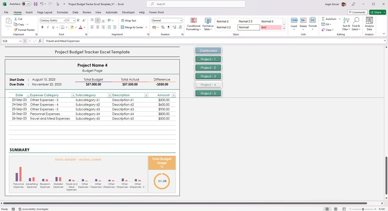 Project Budget Tracker Excel Template Project Cost Tracker Excel