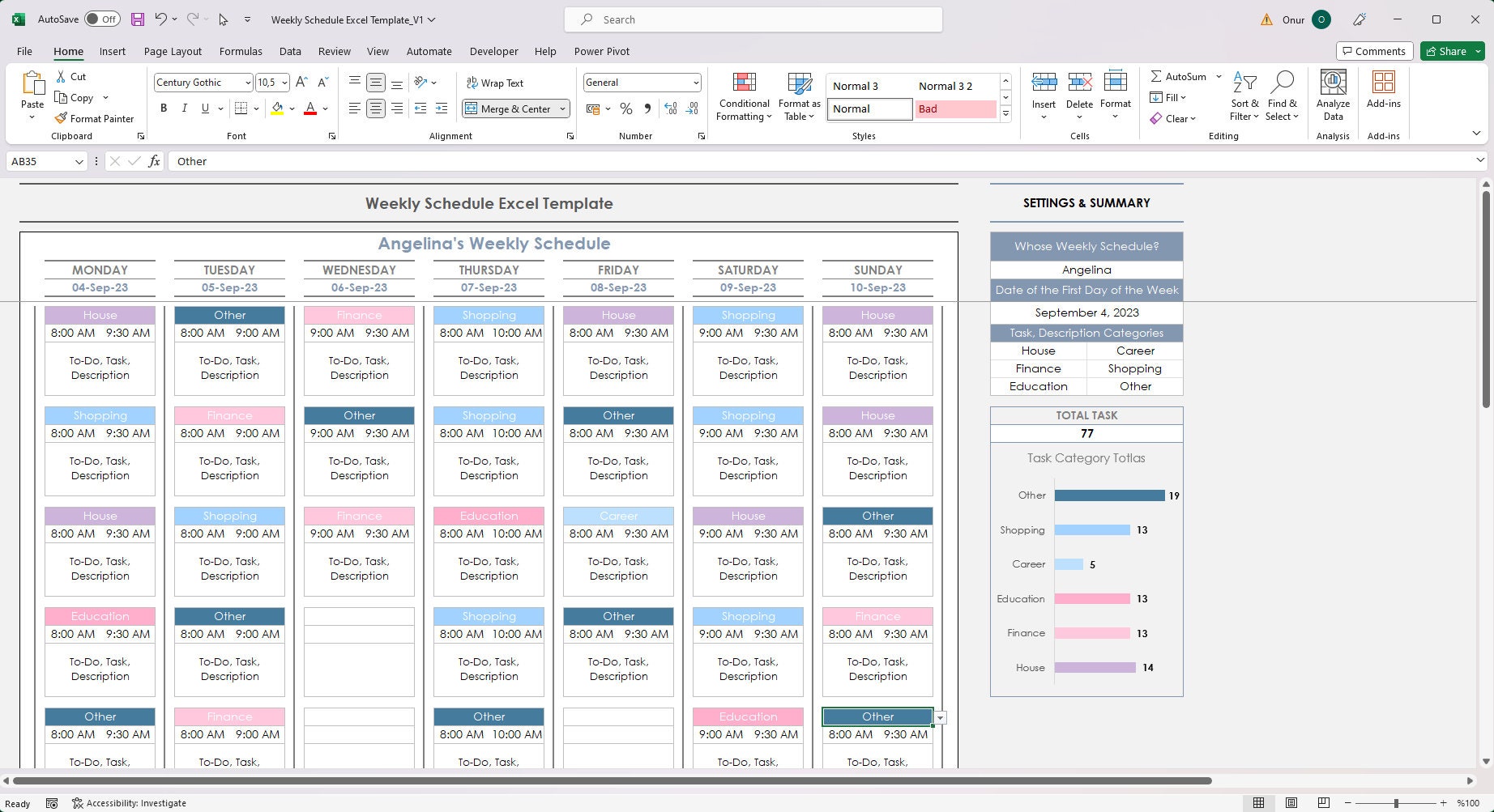 Editable Weekly Schedule Excel Template: Personnel Planner (digital ...