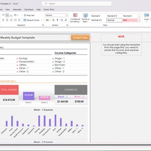 Bi-weekly Budget Excel Template, 2 Weeks Budget Excel Template, Bi ...