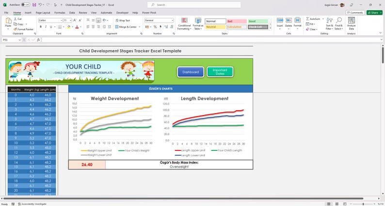Child Development Stages Tracker Excel Template, Child Development ...
