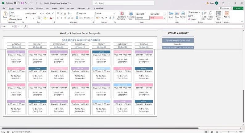 Editable Weekly Schedule Excel Template: Personnel Planner (digital ...