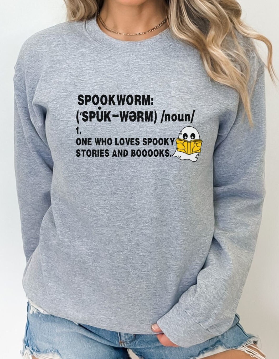 Cute Spookworm Definition Ghost Sweatshirt Fun Halloween Spooky Season ...