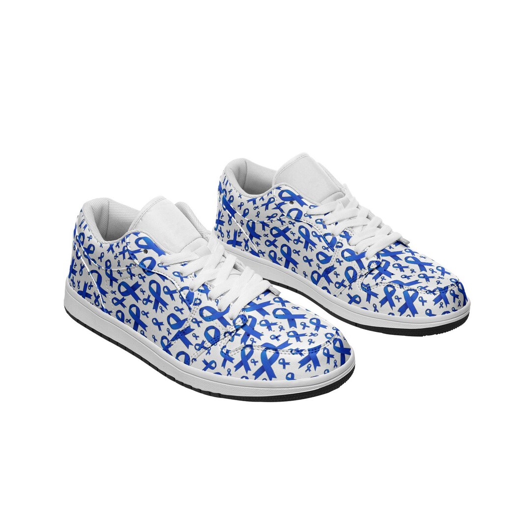 Colorectal Cancer Awareness Sneakers | Blue Ribbon Low Tops | Fight ...