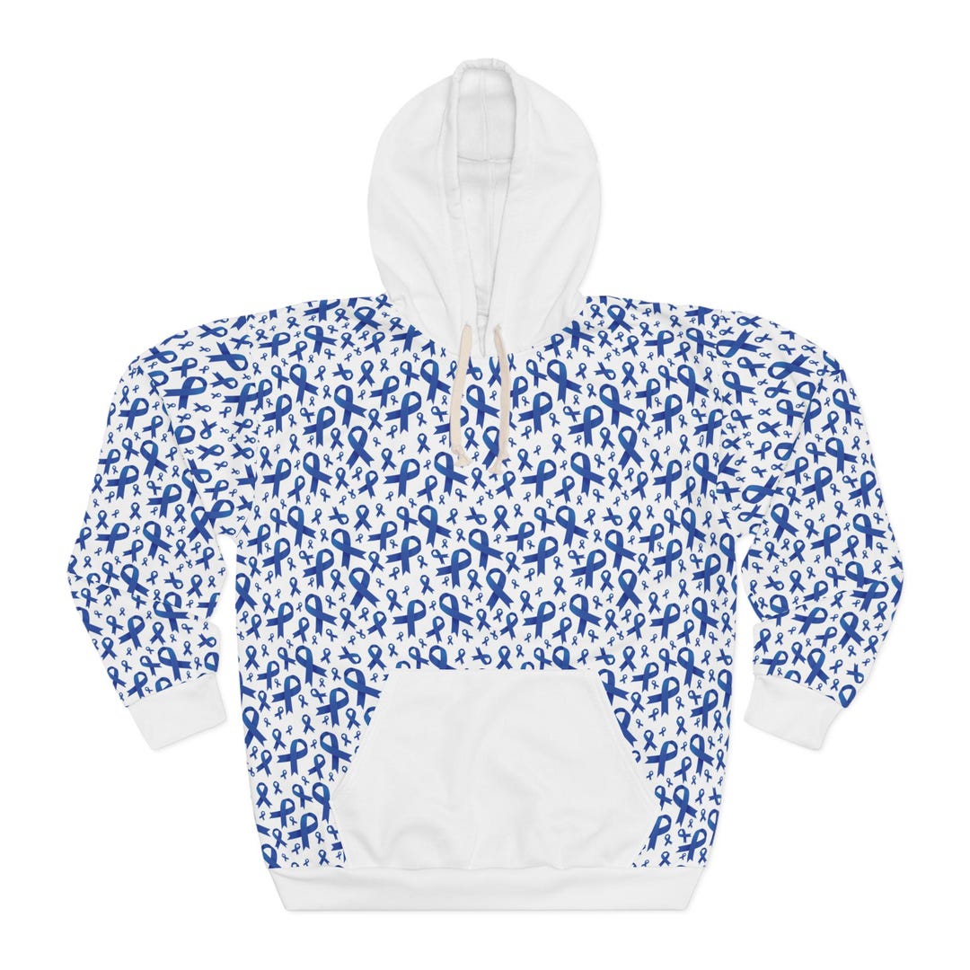 Colorectal Cancer Awareness Hoodie | Blue Ribbon Pullover | Fight ...