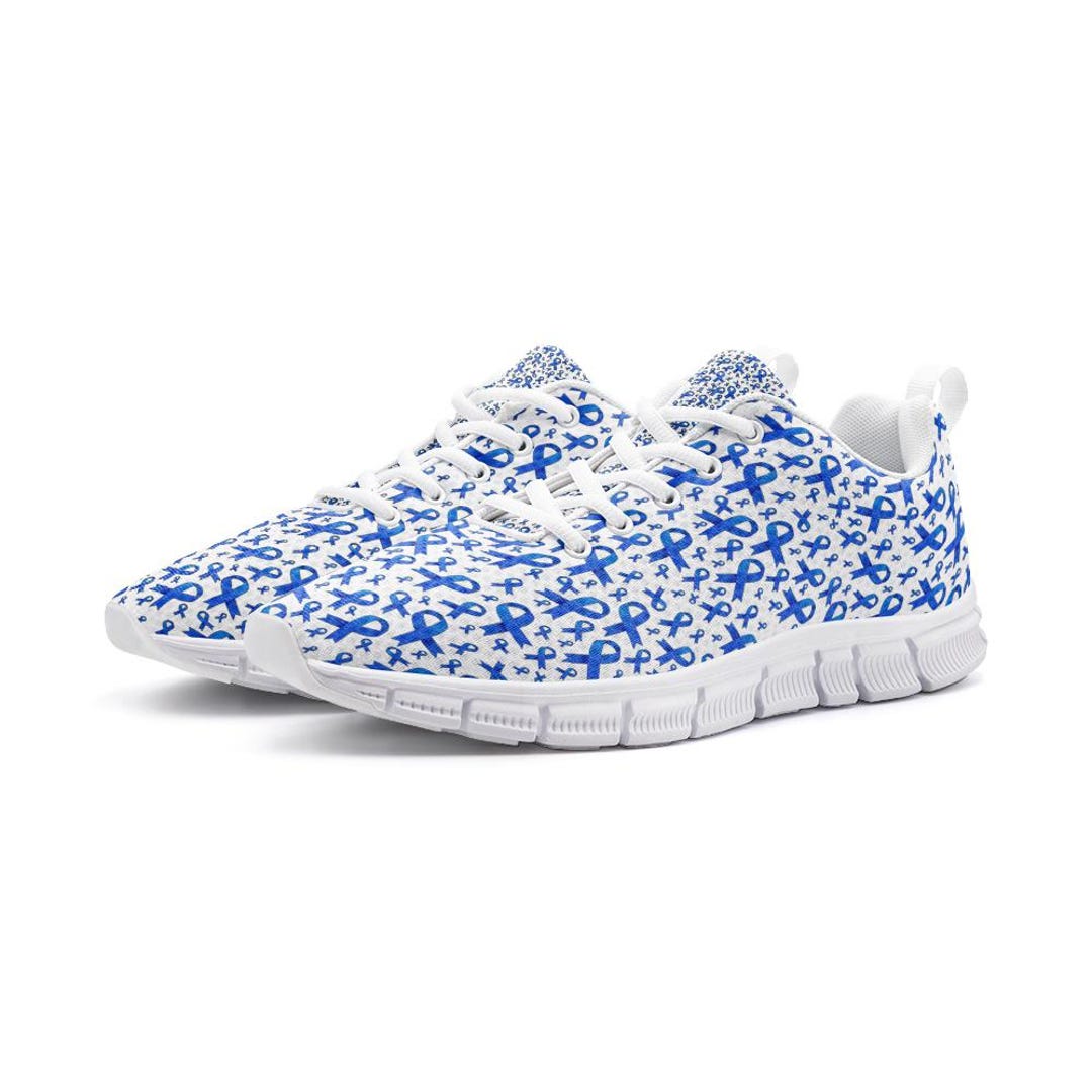 Colorectal Cancer Awareness Sneakers | Blue Ribbon Athletic Shoes ...