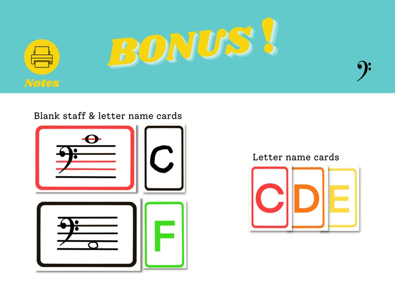 Bass Clef Music Notes Flashcards | Learning Tool (digital Download) - Etsy