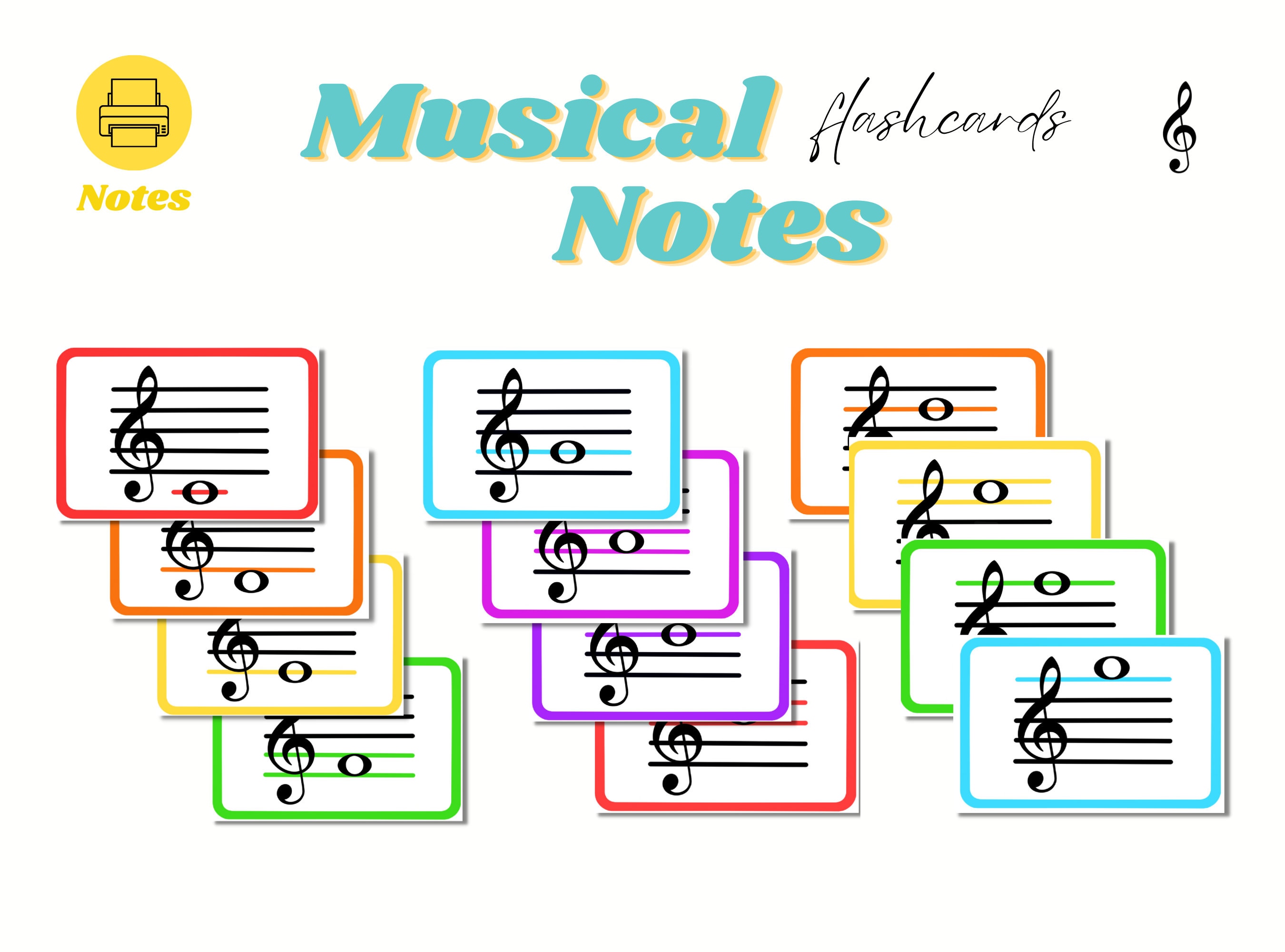 Musical Note Flashcards| Notes Identification| Musical Notes Landmark ...