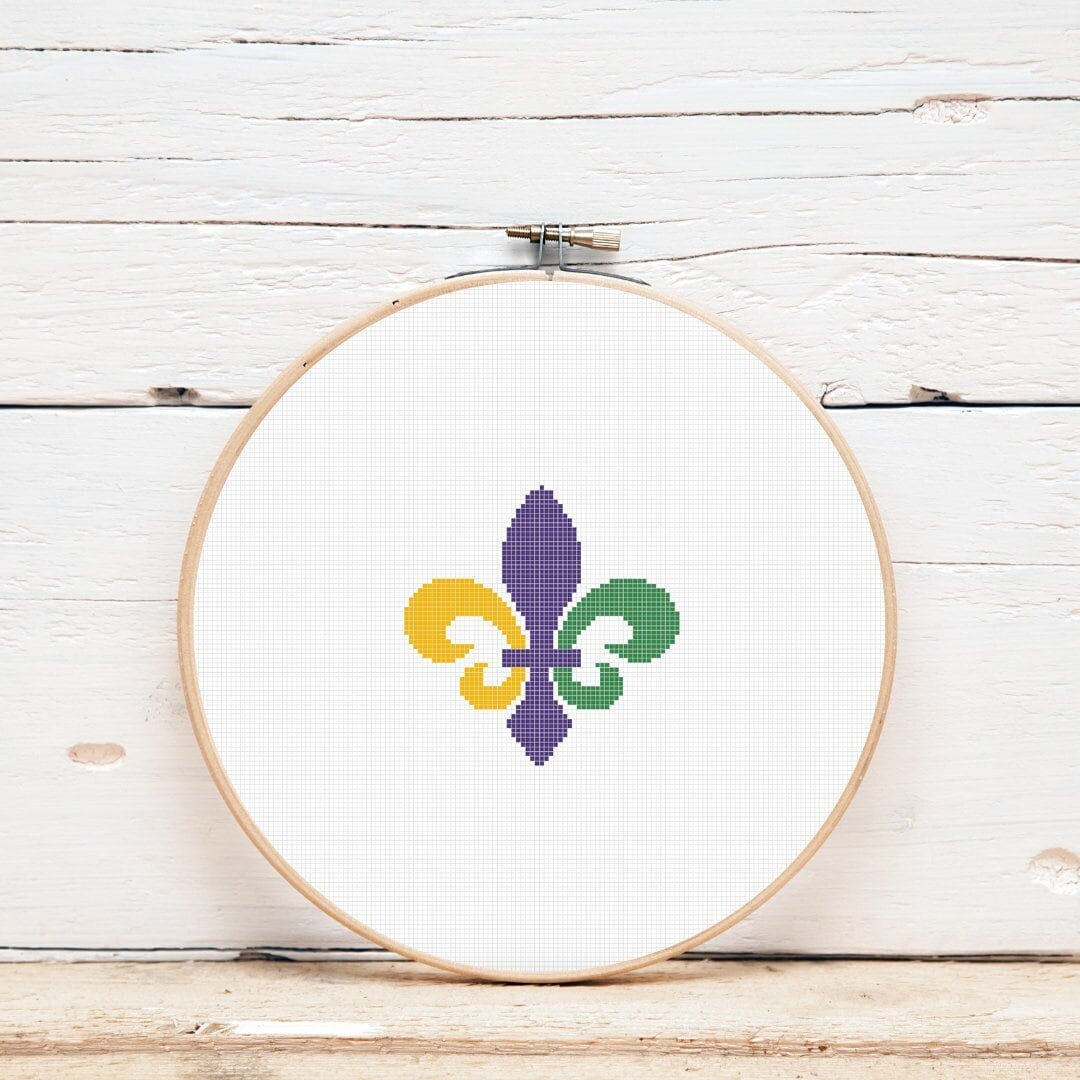 Cross Stitch Pattern / Fleur De Lis - Small / NOLA / Mardi Gras ...