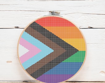 Nine Banded Pride Sampler LGBTQIA Rainbow Flag Sampler Cross Stitch ...
