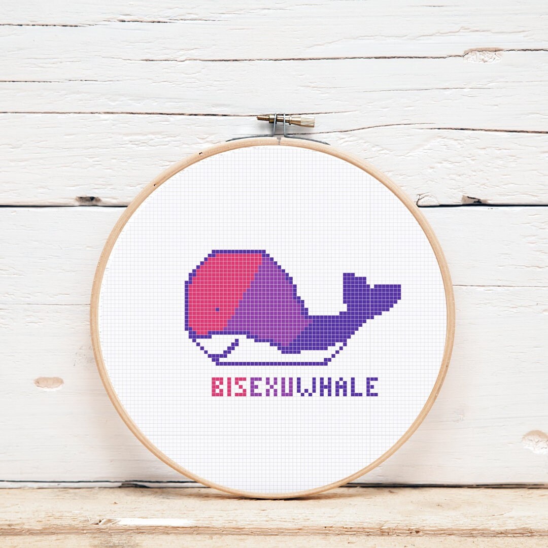 Cross Stitch Pattern Bisexuwhale Bisexuwhale Pride Bi Pride