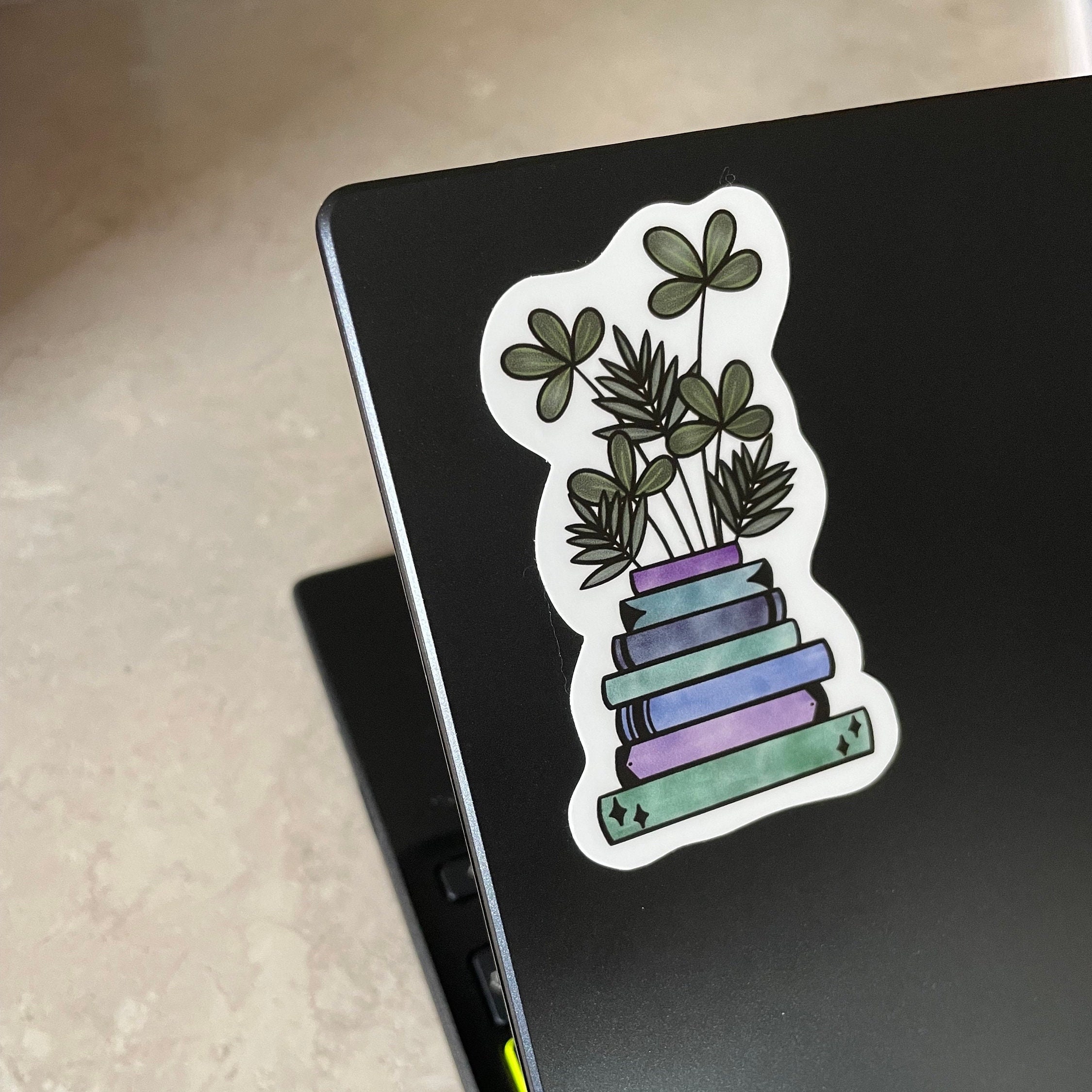 Floral Book Stack Sticker, Watercolor Book Stack, Bookish Sticker for ...