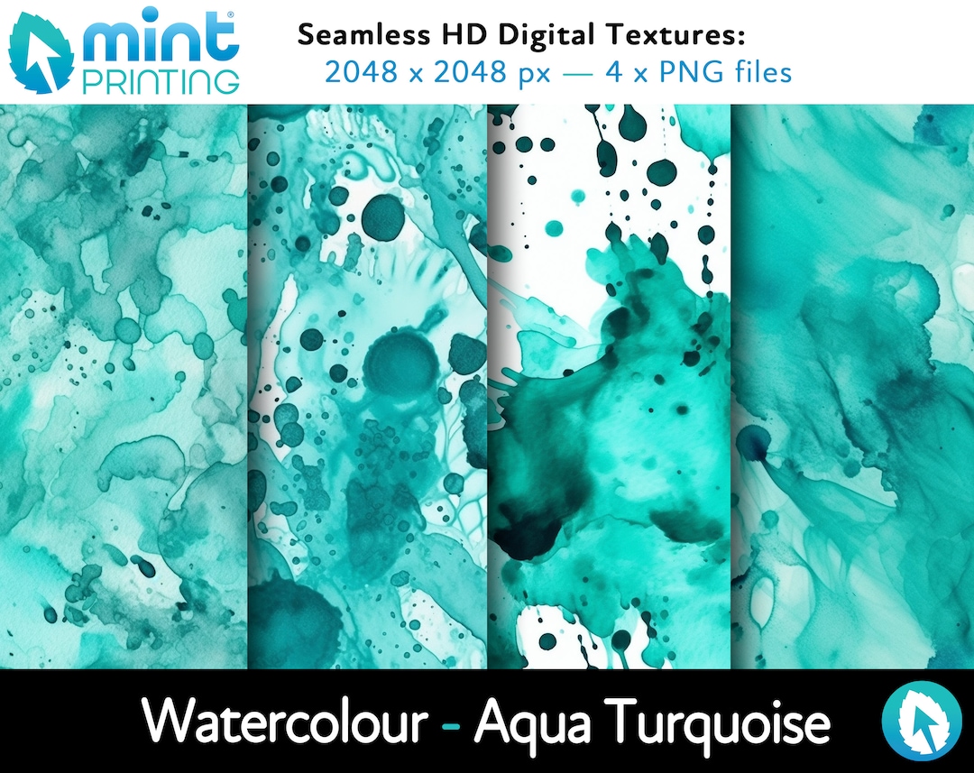 Watercolour Paper - Seamless HD Texture Tiles - Aqua Turquoise - Etsy
