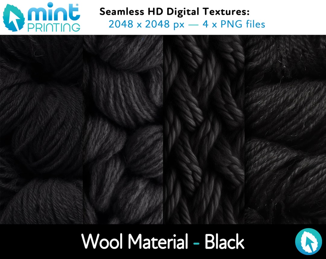 Wool Material - Seamless HD Texture Tiles - Black - Etsy