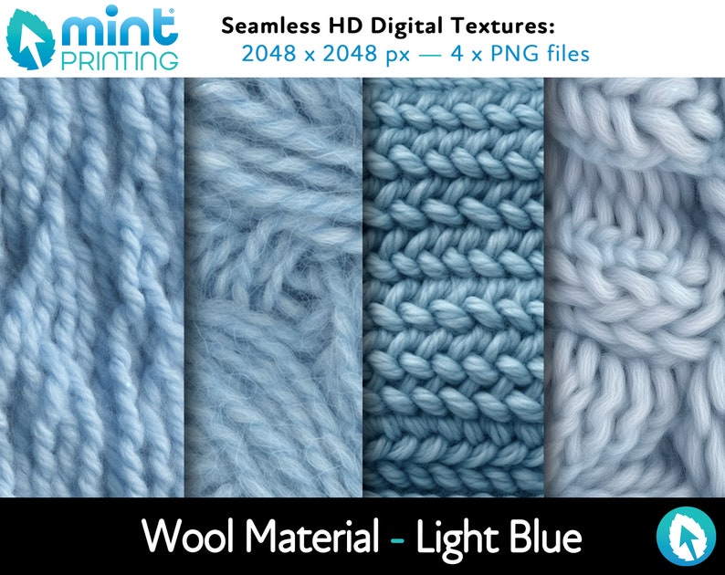 Wool Material - Seamless HD Texture Tiles - Light Blue - Etsy