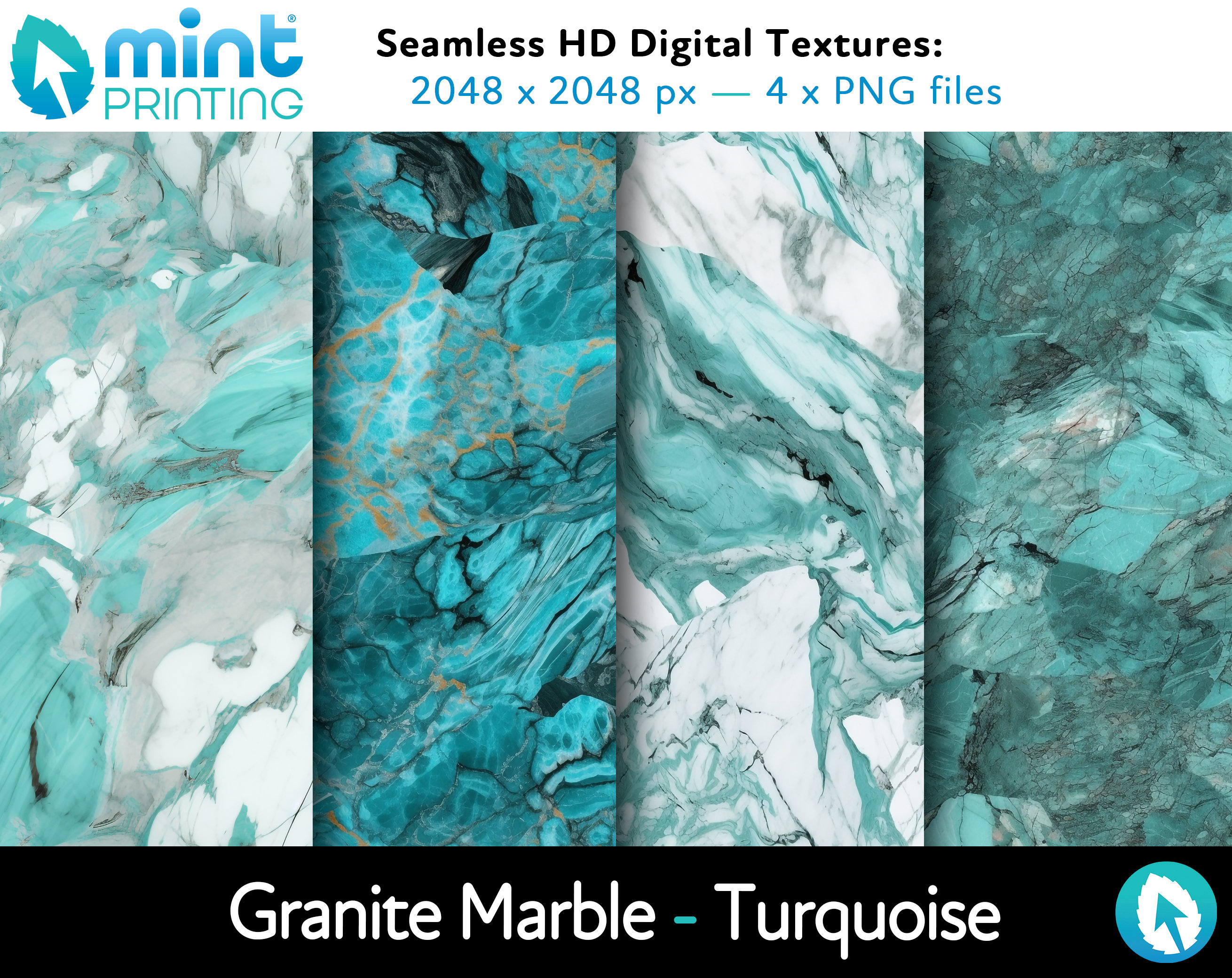 Granite Marble - Seamless HD Texture Tiles - Turquoise - Etsy